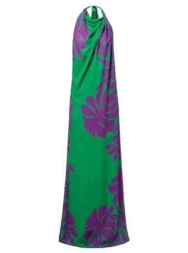 Johanna Ortiz Halterneck Printed Silk Gown - Green