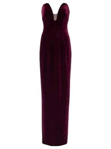 Monique Lhuillier Strapless Velvet Gown - Black