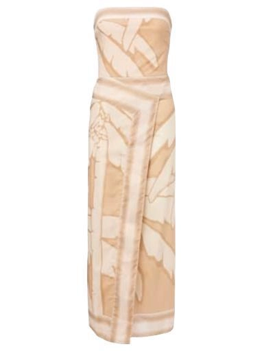 Johanna Ortiz Palms Pontoon Cotton Poplin Midi Dress - Nude