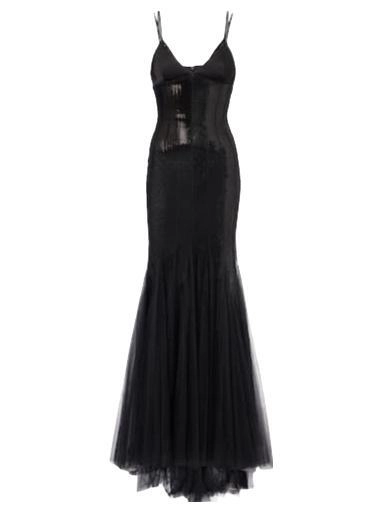 David Koma Sequined Tulle And Satin Gown - Black