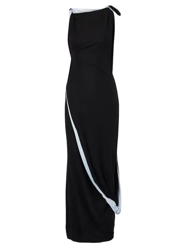 Victoria Beckham Asymmetrical Draped Jersey Midi Dress - Black