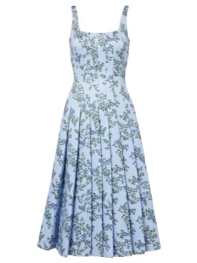 EMILIA WICKSTEAD Adele Floral Pleated Midi Dress - Blue