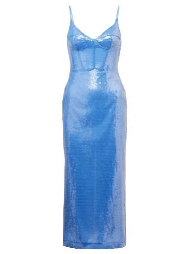 David Koma Sequined Corset Midi Dress - Blue
