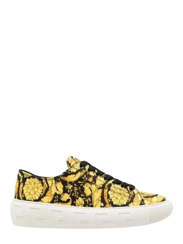 Versace Greca Barocco Printed Lace-up Sneakers - White