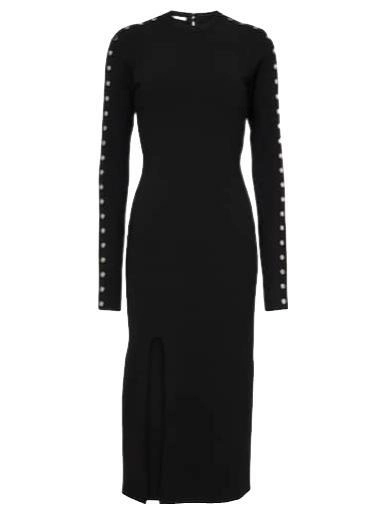 Stella McCartney Knitted Midi Dress With Button Detail - Black