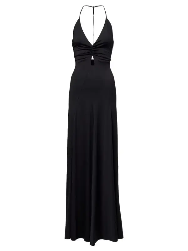 Victoria Beckham Gathered Jersey Open-back Gown - Black