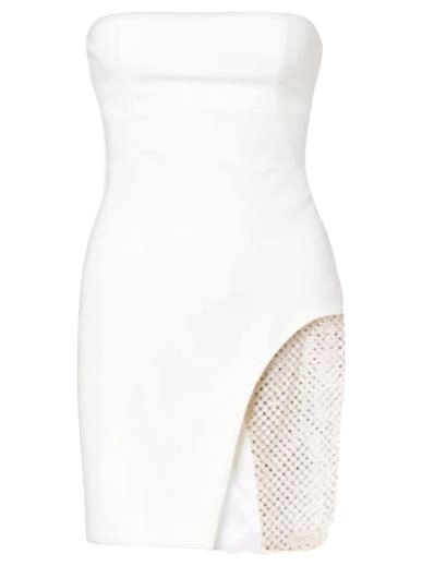 Attico Embellished Strapless Cady Mini Dress - White