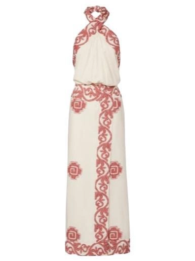 Johanna Ortiz Printed Cotton Halterneck Midi Dress - White