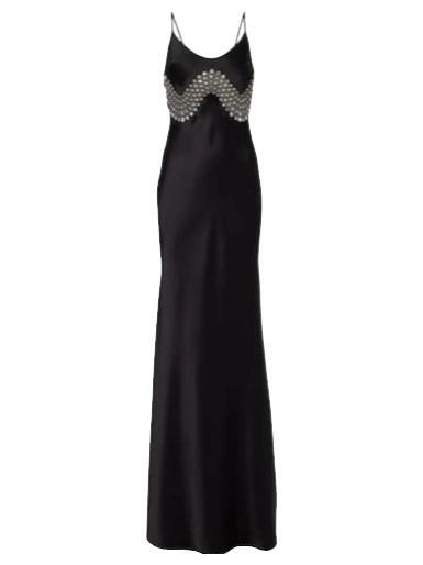 David Koma Embellished Satin Gown - Black