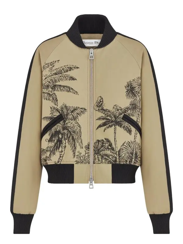 Dior Riviera Bomber Jacket With Tropical Print - Nude
