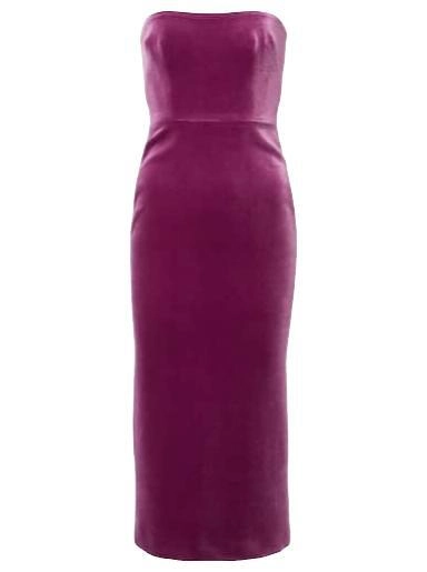 Alex Perry Strapless Velvet Midi Dress - Red