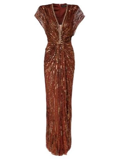 Jenny Packham Zola Sequined Gown - Brown