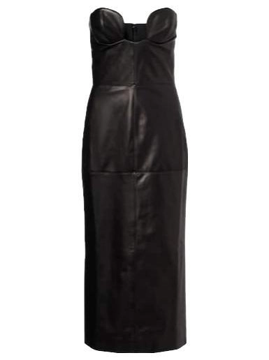 NENSI DOJAKA Leather Corset Midi Dress - Black