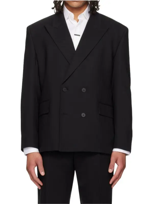 Hugo Boss Double-breasted Suit Jacket - Black
