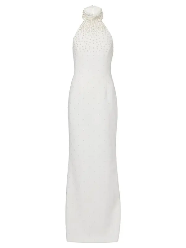 Rebecca Vallance La Peregrina Crepe Gown - White