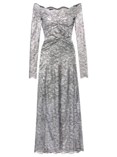 Rabanne Metallic Lace Maxi Dress - Gray
