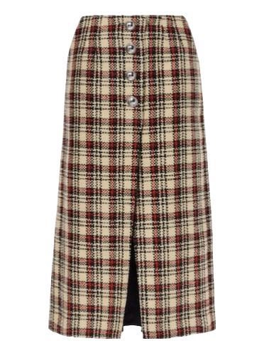 Rabanne Plaid Wool And Cotton Midi Skirt - Multicolor