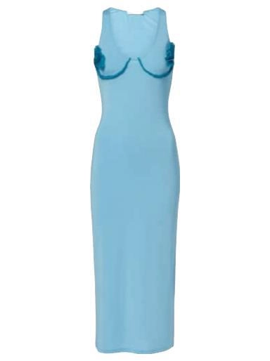NENSI DOJAKA Cosimina Floral Appliqué Midi Dress - Blue