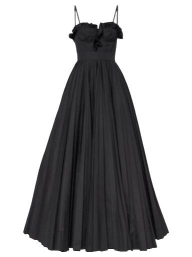 Giambattista Valli Ruched Pleated Cotton Gown - Black