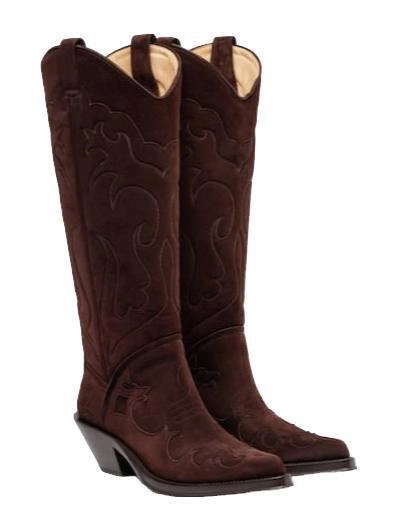 Gabriela Hearst Capitana Suede Cowboy Boots - Black