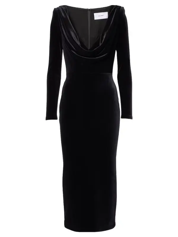 Alex Perry Velvet Draped Corset Dress - Black