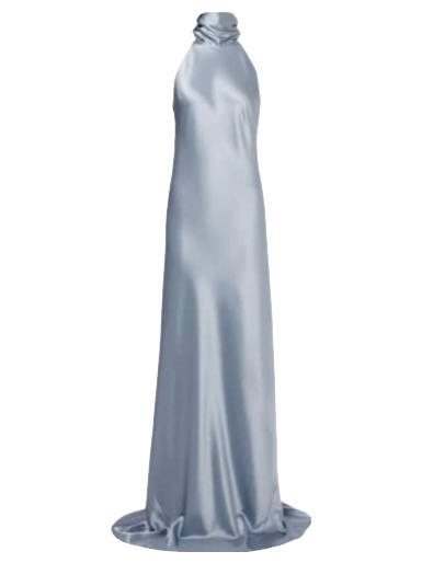 Galvan Sienna Halterneck Satin Gown - Gray