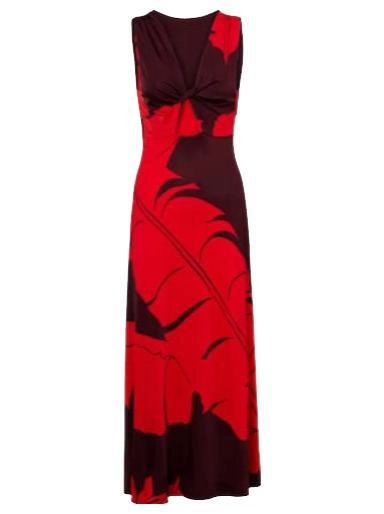 Johanna Ortiz Printed Jersey Maxi Dress With Knot Detail - Red