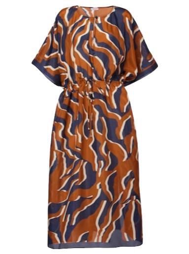 ERES Printed Kaftan Dress With Drawstring Waist - Brown