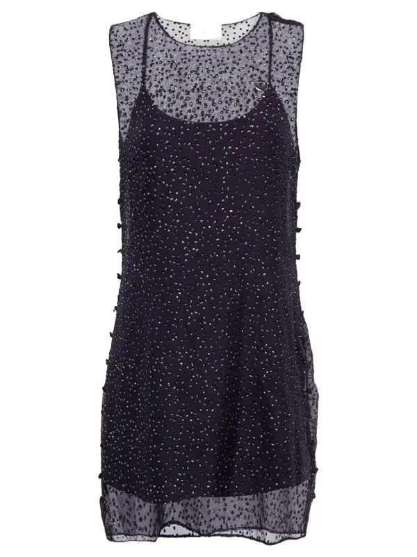 Coperni Embellished Sheer Silk Mini Dress - Black
