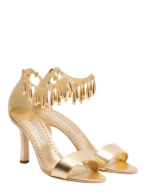 Manolo Blahnik Metallic High Heel Sandals - Nude