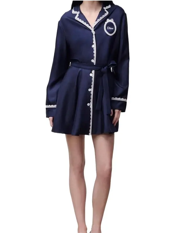 Dior Embroidered Short Shirtdress - Black
