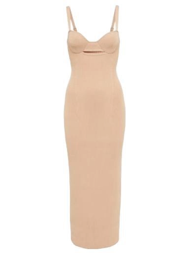 Magda Butrym Ribbed Cutout Midi Dress - Nude