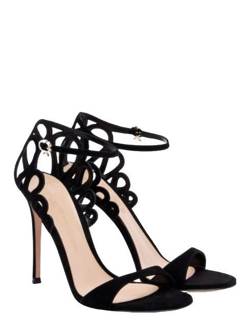 GIANVITO ROSSI Suede Stiletto Sandals With Ankle Buckle Straps - Black
