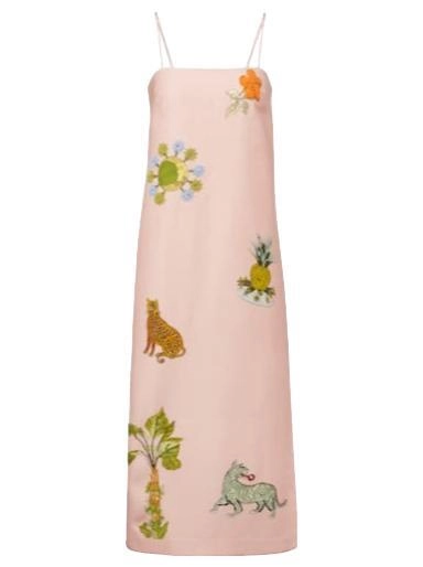 ALEMAIS Hazel Printed Linen-blend Maxi Dress - Nude