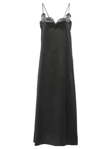 Co Name' Lace-trimmed Silk Satin Slip Dress - Black