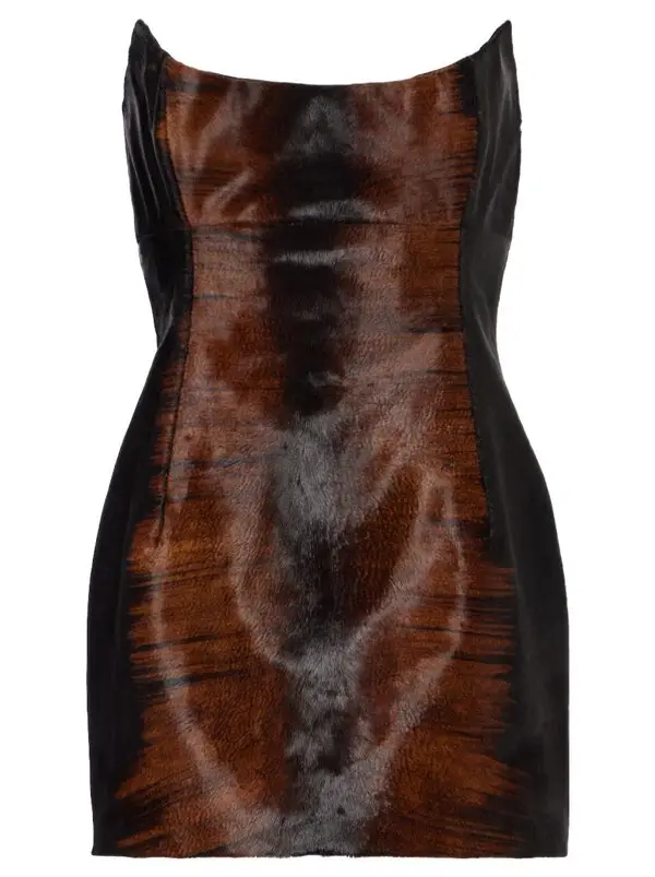 Magda Butrym Calf Hair Bustier Dress - Brown