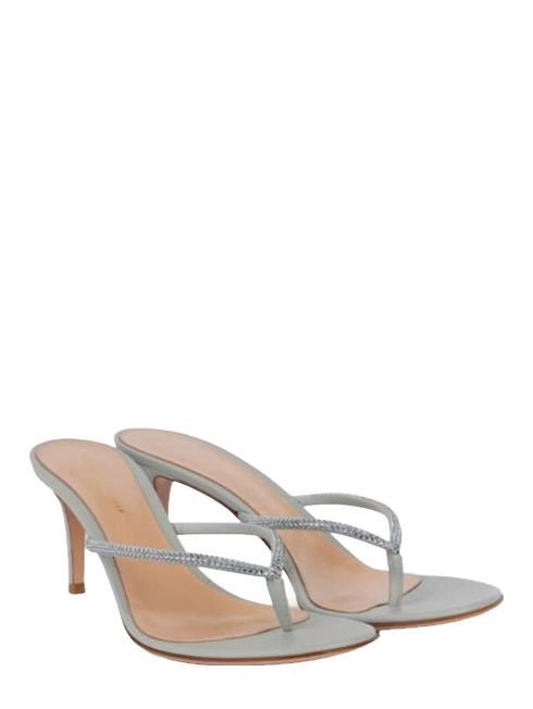 GIANVITO ROSSI Embellished Suede Thong Sandals - Nude