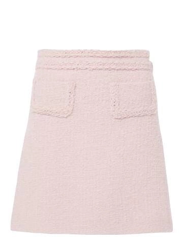Giambattista Valli High-rise Wool-blend Miniskirt With Frayed Trims - Pink