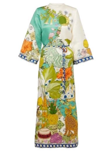 ALEMAIS Hazel Printed Cotton And Silk Maxi Dress - Green