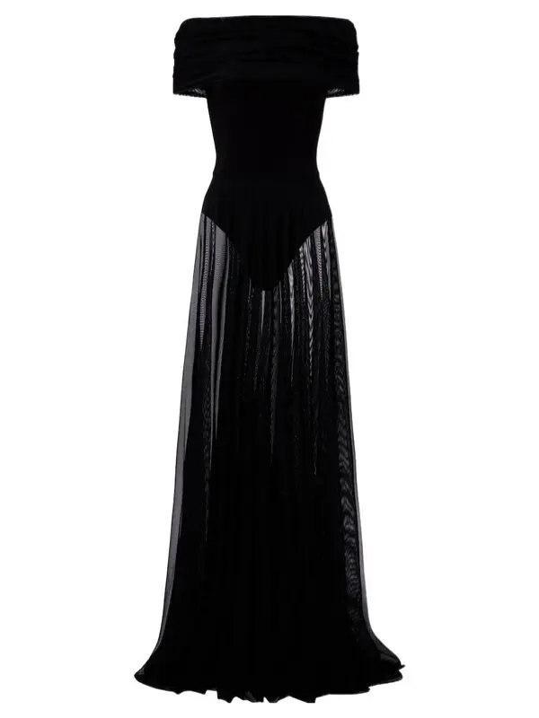 Norma Kamali Off-the-shoulder Sheer Mesh Maxi Dress - Black