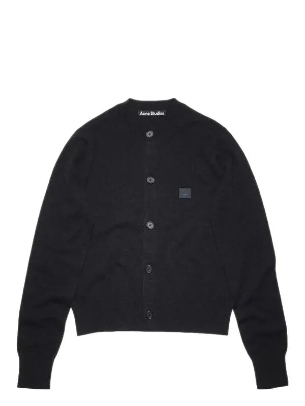 Acne Studios Face Logo Patch Button-up Cardigan - Black