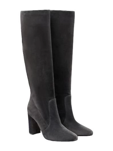 GIANVITO ROSSI Suede Block Heel Knee-high Boots - Black