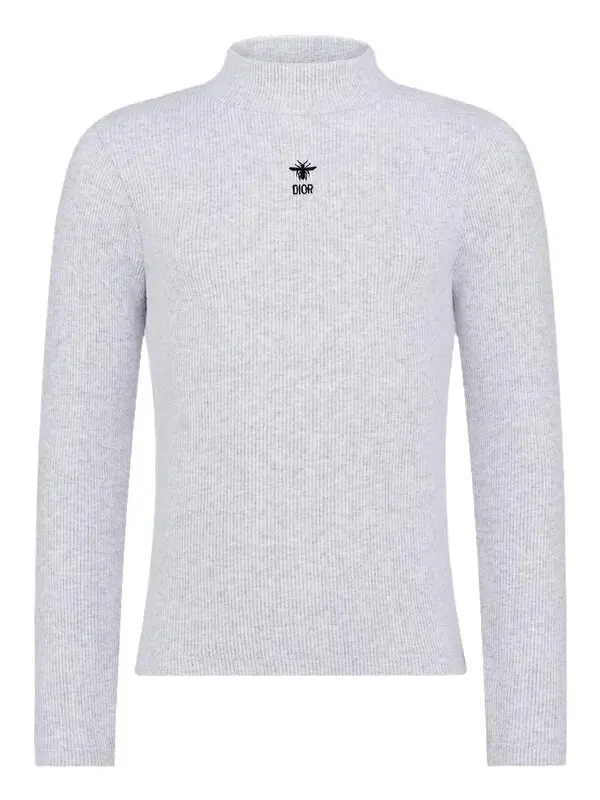 Dior Long Sleeve T-shirt With Embroidered Bee - Grey