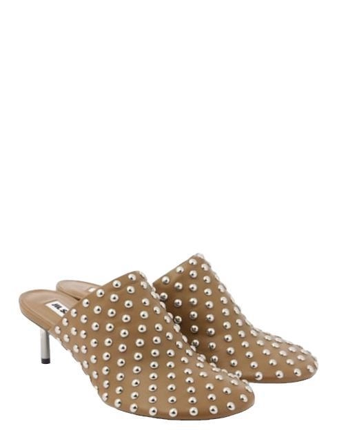 JIL SANDER Studded Leather Mules - Brown
