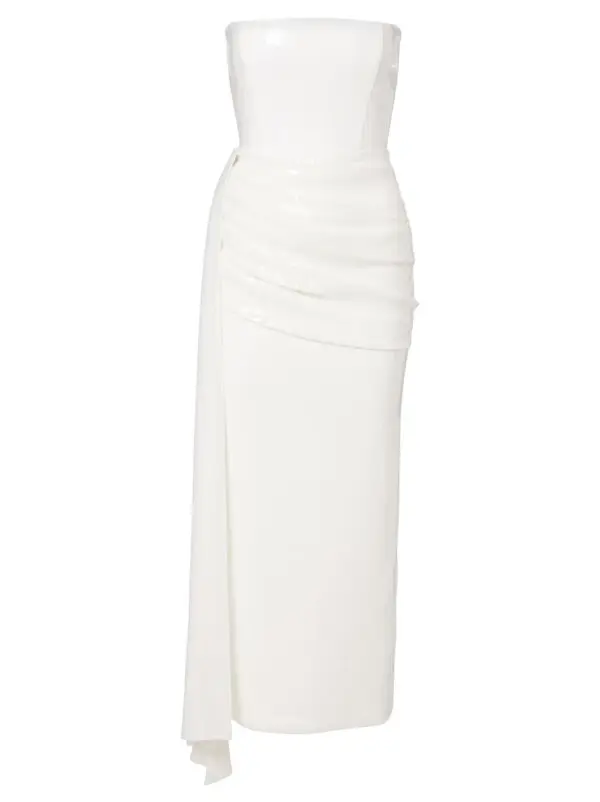 Alex Perry Bridal Strapless Sequined Gown - White