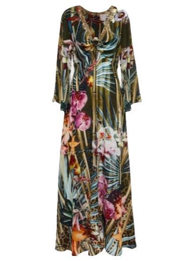 Camilla Floral Silk Cutout Maxi Dress - Multicolor
