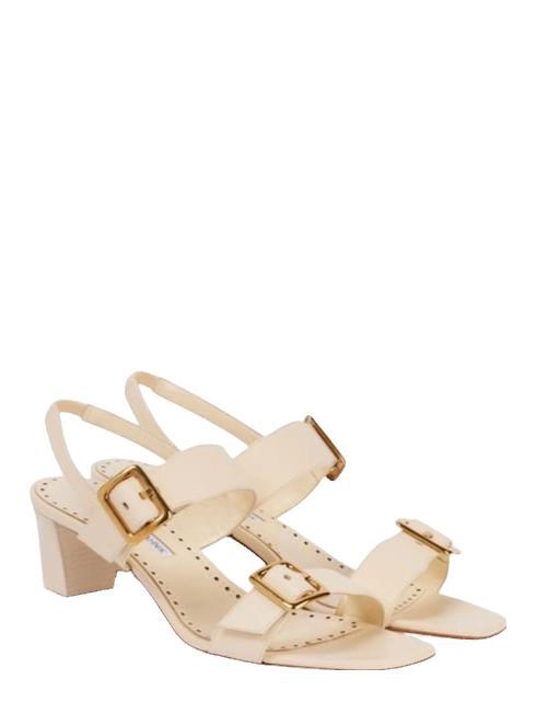 Manolo Blahnik Leather Sandals With Buckled Straps - Nude