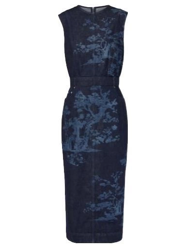 Erdem Embroidered Cotton Denim Pencil Dress - Black
