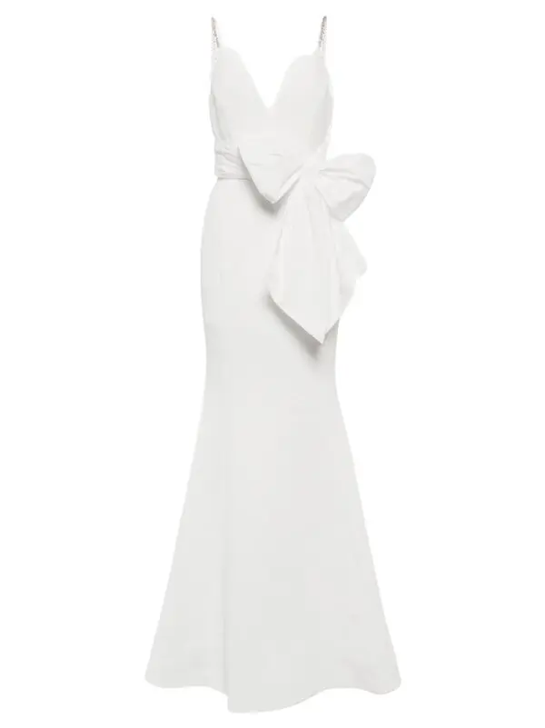 Rebecca Vallance Genevieve Bow-trimmed Crepe Gown - White
