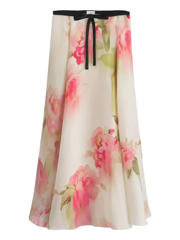 Dior Mid-length Flared Skirt With Grosgrain Waistband - Nude